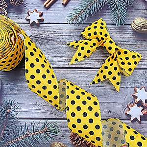 12 Yards Bumble Bee Ribbons Bee Wired Edge Ribbon Honeybee Decorative Ribbons Yellow Craft Ribbons for Wrapping Floral Hanging Ornaments Home Decoration
