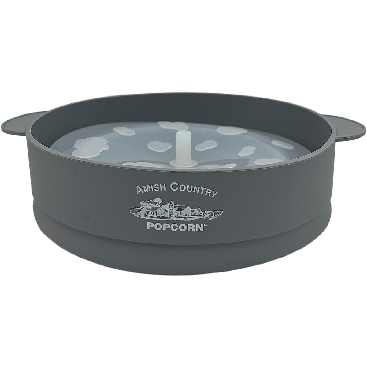Amish Country Popcorn | Collapsible Silicone Microwave Popper with Customized ACP Logo | BPA and PVC Free Popcorn Bowl with Handles | Dishwasher Safe | Includes 2-2 oz Bags of Kernels (Grey)