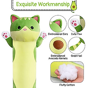 JEROKUMI Long Cat Plush Boby Pillow, 24inch Cute Long Cat Avocado Plush Pillow Long Avocado Cat Plush Toy, Cat Boby Hugging Pillow Gifts for Kids, Boys and Girls