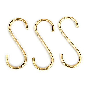 Xinally 10 Pieces Multipurpose Brass S Shaped Hooks Coat Clothes Storage Hangers Kitchen Pot Pan Racks