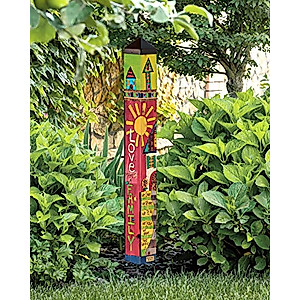 Studio M Family Home Art Pole House Rules Outdoor Decorative Garden Post, Made in USA, 40 Inches Tall