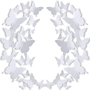 120 Pieces 3D Butterfly Wall Stickers 3 Sizes Removable Butterfly Mural Decals for Baby Kids Room Wedding Home Fridge DIY Art Decor (White)