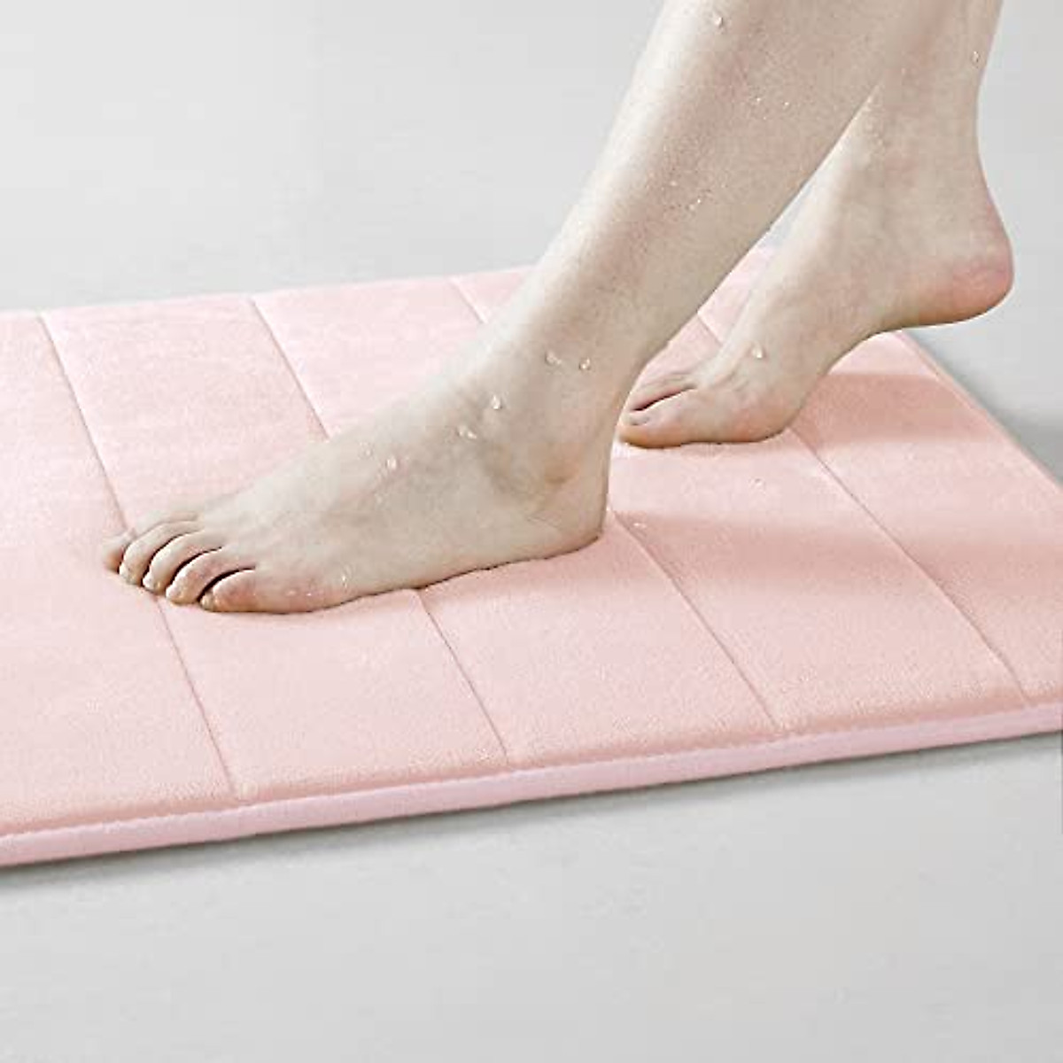 15 Piece Bathroom Shower Curtain set with Memory Foam Bath rugs. 2 Solid Rose Pink Beige Color Modern Design None-Slip Bath Mats Includes12 Roller Ball Hooks Style Carrie (Lite Rose Pink)