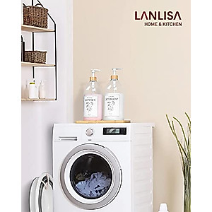 Liquid Laundry Detergent Dispenser, Laundry Detergent Container for Laundry Room, 67oz Storage Container for Farmhouse Decor, Includes Pumps, Collapsible Funnel, Labels and Bamboo Tray