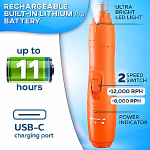 Dog Nail Grinder with LED Light, Rechargeable Dog Nail Grinder for Large Dogs, Medium & Small Dogs, Professional Pet Nail Grinder for Dogs Quiet Soft Puppy Grooming, Cat Nail Grinder, Dog Nail Trimmer