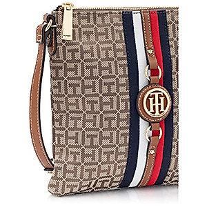Tommy Hilfiger Womens Jaden Plus Crossbody HANDBAG, Tan/Dk Chocolate