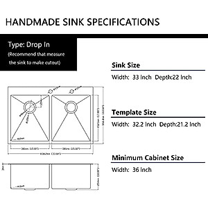 Black Drop in Kitchen Sink - Mocoloo 33x22 Gunmetal Black Double Bowl Stainless Steel 16 Gauge Deep Sinks 50/50