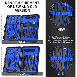 Manicure Set, ESARORA 18 In 1 Stainless Steel Professional Pedicure Kit Nail Scissors Grooming Kit with Black Leather Travel Case