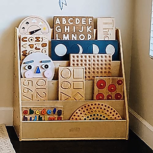 ECR4Kids Streamline Single-Sided Book Display with Storage, Classroom Bookshelf, Natural