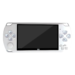New 4.3" Full Color High-Speed Crisp TFT Widescreen Video Game Console Built-in 10000 Games, with Mini 5P USB, 3.5mm AUX Earphone Output/TV Output, TF Card Holder(White)