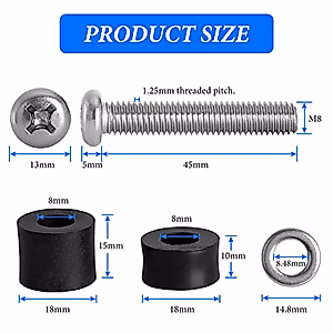 Wall Mounting Screws Bolts for Samsung TV - M8 x 45mm with 25mm Long Spacers, Solid Screw Bolts Hardware for Mounting Samsung TV, TV Mounting Bolts Work with Samsung 50" 55" 60" 65" 70" 75" 82" TV
