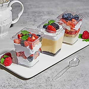 Zezzxu 50 Pack 5 oz Dessert Cups with Lids and Spoons, Plastic Parfait Cups with Lids Clear Mini Dessert Cups with Spoons for Party Appetizers Yogurt Fruit Trifle Mousse Pudding