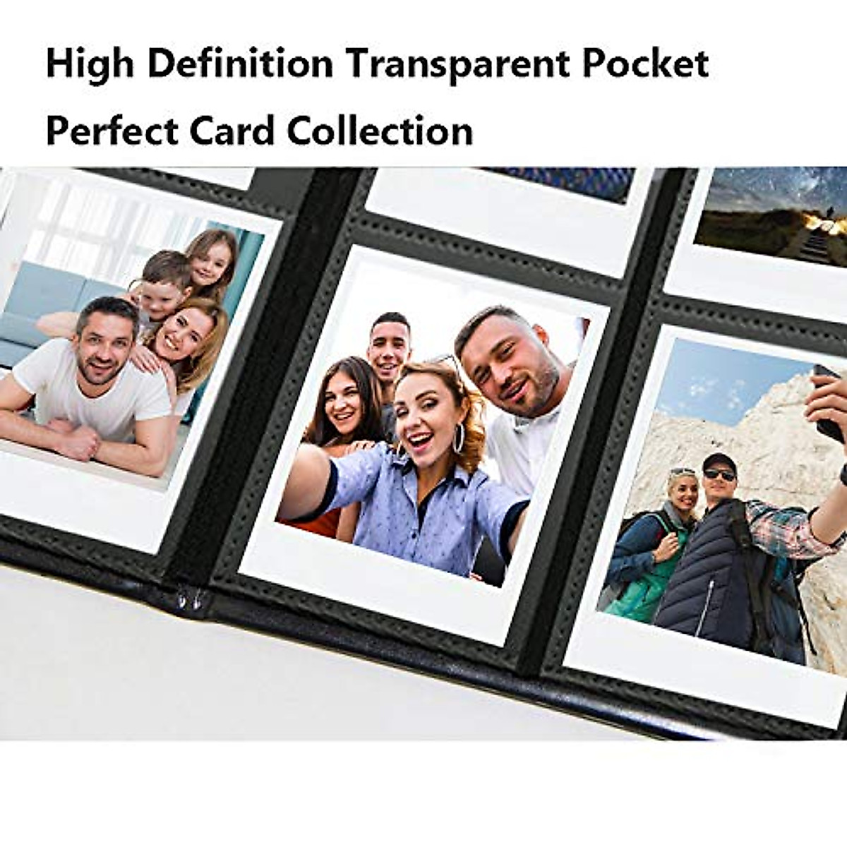 360 Pockets Trading Card Sleeves, Side Loading Pocket Binder, Album Pages Card Collector Coin Holders Wallets Sleeves Set (Black 360)