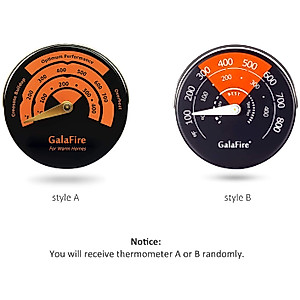 GALAFIRE 4-Blades Heat Powered Wood Stove Fan + Magnetic Thermometer, 122°F Start Non Electric Eco Fireplace Fan for Gas/Pellet/Log/Wood Burning Stoves, Silent Operation, 2-Years, N429, Black