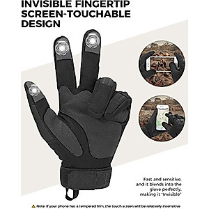 KEMIMOTO Tactical Gloves for Men, Touchscreen Motorcycle Gloves with Hard Knuckle for Outdoor Sports Motorcycle Cycling Tactical Training Airsoft Paintball Shooting Hunting Hiking Camping Climbing