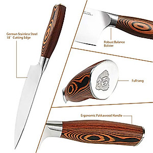 TUO Herb Rocking&Salad Knife- Vegetable Cleaver - High Carbon German Stainless Steel Kitchen Knife - Pakkawood Handle Veggie Chopper - Luxurious Gift Box Included - 7 inch - Fiery Phoenix Series