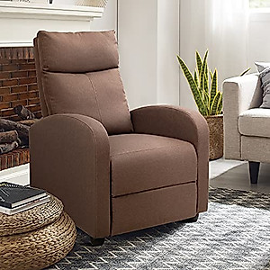 Flamaker Fabric Recliner Chair Massage Recliner Sofa Chair Adjustable Reclining Chairs Home Theater Single Modern Living Room Recliners with Thick Seat Cushion and Backrest (Brown)