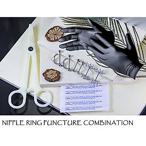 Heienngy Piercing Kit Nipple jewelry kit 14G Surgical Stainless Steel Nipple/Tongue Piercing Jewelry Set 14 Gauge Piercing Needles CZ Silver Black Nipple tongue Ring for Women men Body Piercing Kits