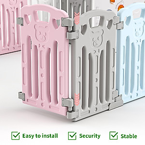 Baby Playpen Kids Activity Centre Safety Play Yard Home Indoor Outdoor New Pen (multicolour) (White) (Macarons Classic Set 14 Panel)