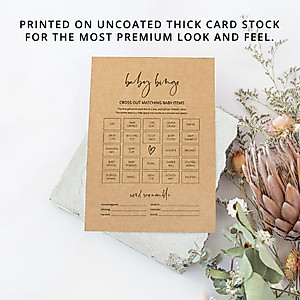 Baby Shower Bingo Game (50 Unique Cards), Pre-filled, Added Word Scramble, Fun Baby Shower Games for Boy or Girl (Kraft)