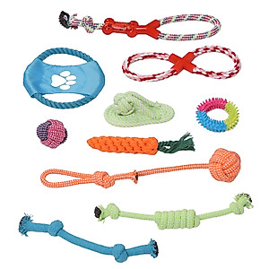 COSMICROWAVE 10pcs Pet Cotton Rope Toy Dental Dog Rope Toys Colorful Dog Chew Rope Toys Puppy Chew Toys Interactive Puppy Chewing Molar Toy for Medium Large Dog
