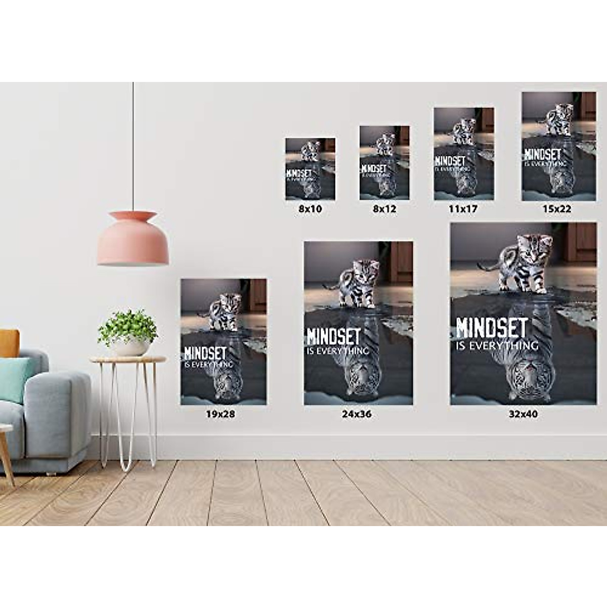 Mindset is Everything Poster Art Funny Cat Illustration Inspirational Poster Motivational Art Unframed Room Decor Printed Art Picture Mindset is Everything Cat 8" x 12"