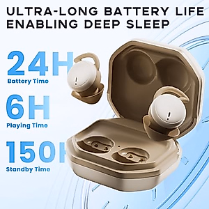 Sleep Earbuds for Side Sleepers Invisible Smallest Sleep Headphones Comfortable Noise Blocking Sleeping Earbuds Anti-Mis Touch Design & No Alert Small Discreet Earphone with Charging Case Black