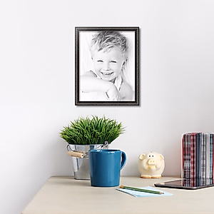 ArtToFrames 16x20 Inch Black Picture Frame, This 1.25 Inch Custom Poster Frame is Antique Black - Comes with Economy Acrylic and Corrugated Backing (WOM5106-16x20)