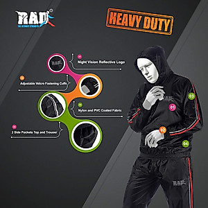RAD Sauna Suit for men & women weight loss - Workout Sweat Suits with Hood - Fat Burning Suit - Boost Fat Burn (Red, Large)