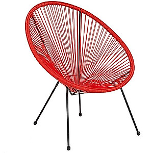 EMMA + OLIVER Red Papasan Bungee Lounge Chair
