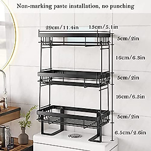 COVAODQ Over The Toilet Storage 3 Tier Bathroom Organizer Shelves Multifunctional Over Toilet Bathroom Organizer, No Drilling with Wall Mounting Space Saver