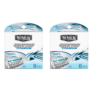 Schick Quattro Titanium Razor Blade Refills for Men - 8 Count - 2 Pack