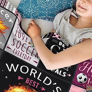 Soccer Gifts for Girls, Gifts for Soccer Lovers, 60"x50" Soccer Blanket for Girls Soccer Gifts, Gifts for Soccer Players, Best Soccer Girl Soft Flannel Blanket for Soccer Team Girls