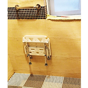 LITAITAI Folding Shower Chair Wall Mounted Fold Down Bath Seat,5 Height-Adjustable Folding Shower,Shower Bench for The Elderly,20in Height Shower Seat Shower Stool