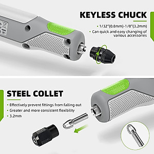 Huepar Tools Rotary Tool kit, Rotary Tool Set with Stand, 51 PCS Accessories(Keyless Chuck), 4 Variable Speed18,000RPM, Ideal for DIY, Woodwork & Hobby Craft, Dremel Compatible - RT18