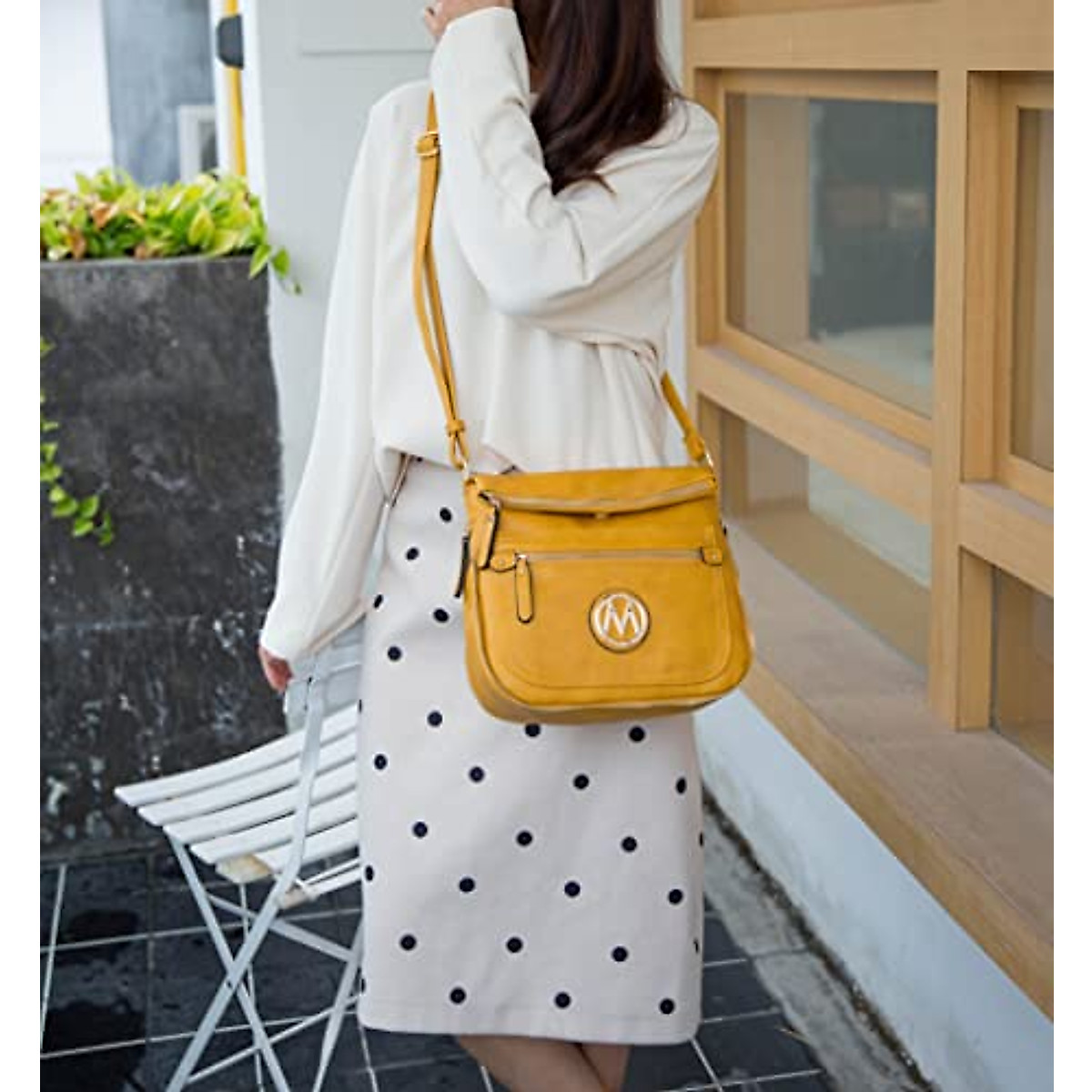 MKF Crossbody Bag for Women, Vegan Leather Messenger Purse – Designer Pocketbook Handbag Shoulder Strap