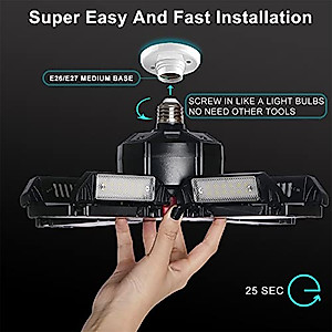 Atokit LED Garage Light 180W Deformable Garage Lights Ceiling led, 13 Leafs Garage Lighting with 12 Adjustable Panels 6500K Daylight led Shop Lights for Workshop, Garage, Basement, Garden