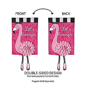 Evergreen Flag Let's Flamingle Garden Applique Flag | Pink Flamingle Garden Flag 12x18 Double Sided | Small Garden Flags For Outside | Outdoor house Welcome Flags for All Season