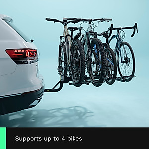 KAC Bike Rack for Car, SUV, Hatchback Mount - 2" Anti-Wobble Rachet Hitch for 4 Bikes - Heavy Duty Bicycle Carrier, Easy to Assemble/Install - Tire & Frame Stramps Included