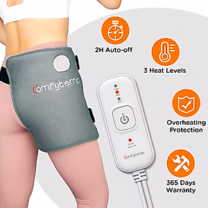 Comfytemp Hip Heating Pad for Hip/Sciatica Pain Relief - FSA HSA Eligible Hip Brace, Birthday Gifts for Mom/Women/Wife/Men, Lower Back/Thigh/Buttock Electric Heat Pad, Hot Physical Therapy(S/M)
