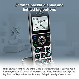 VTech VS306-3 DECT 6.0 3 Handsets Cordless Home Phone with Bluetooth, Answering System, Smart Call Blocker, Caller ID Announce, Backlit Display, Duplex Speakerphone (Silver & Black)