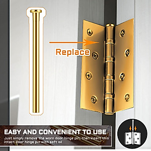 Ferraycle 6 Pack Hinge Pins for Doors 3.5 Inches Hinge Pin Oil Rubbed Bronze Door for Interior Security Replacement(Gold)