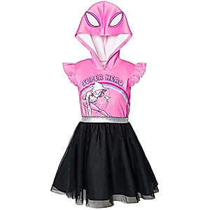 Marvel Spider-Man Spider-Gwen Ghost Spider Big Girls Mesh Cosplay Tulle Dress Pink 10-12
