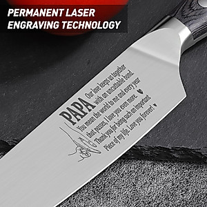 Papa Grandpa Christmas Birthday Gifts -Grandfather Papa Gifts from Grandkids -Best Papa Ever Gifts -Fathers Day Papa Gifts for Granddad Grandpa Grandfather, 8-inch Kitchen Knife Gifts for Papa