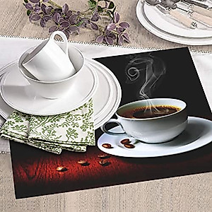 Hot Coffee with Coffee Bean Printed Drying Mat For Kitchen Ultra Absorbent Microfiber Dishes Drainer Mats Non-Slip Silicone Quick Dry Pad - 18 X 16inch