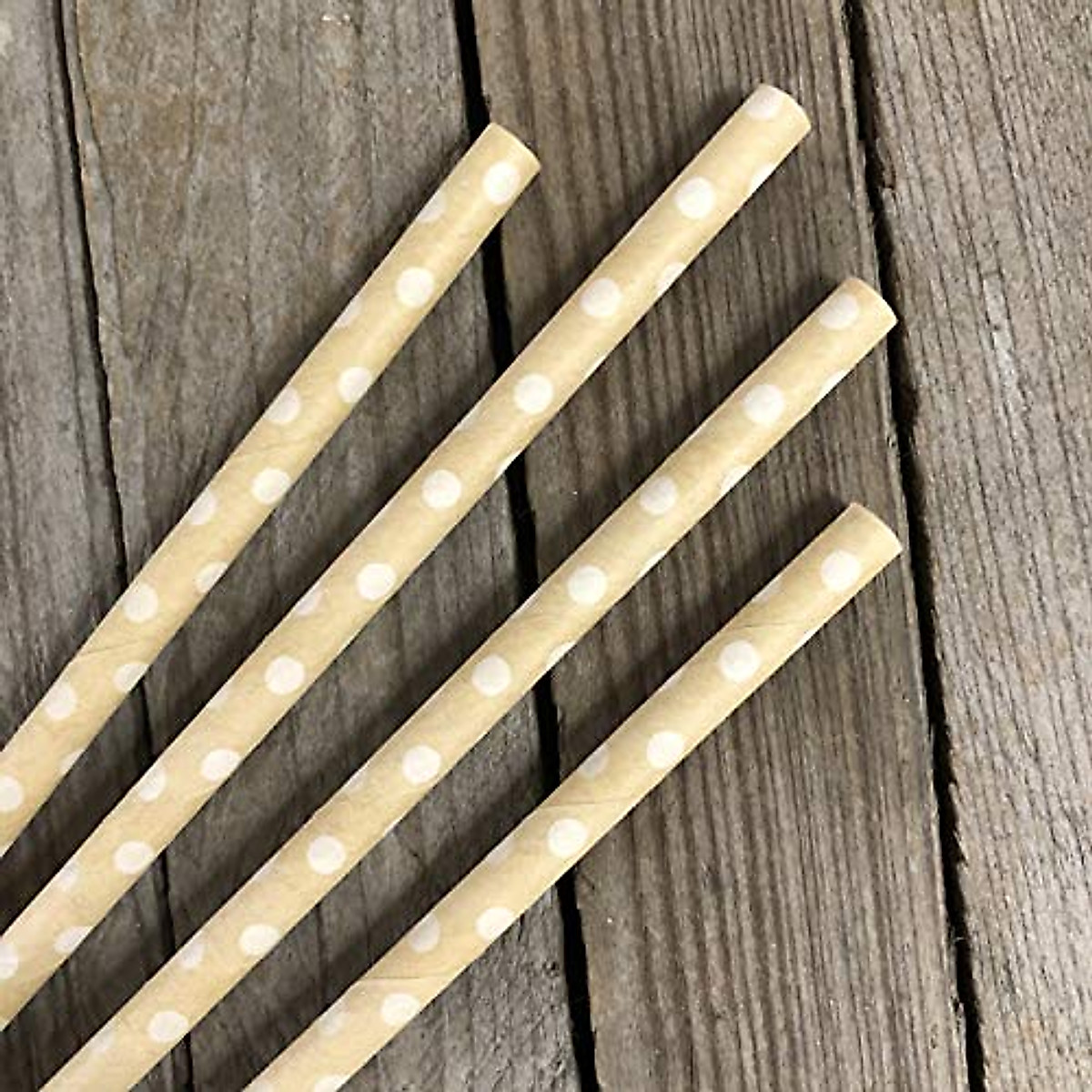 Kraft Brown Paper Straws - Polka Dot Drinking Straws - 7.75 Inches - 50 Pack Outside the Box Papers Brand