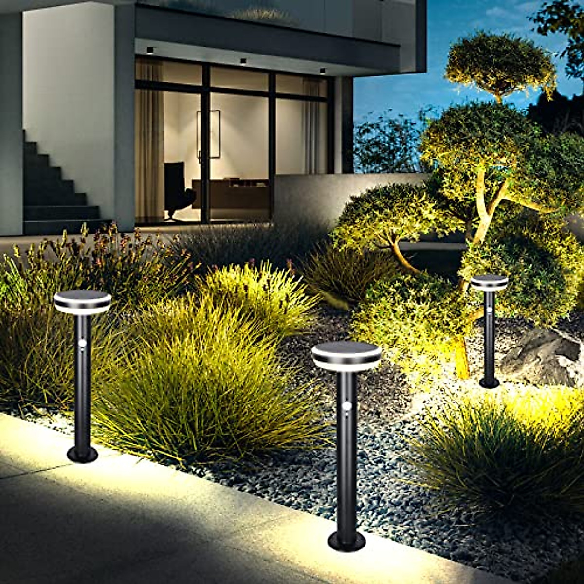 BRIMMEL Solar Garden Light Outdoor, Path Light Super Bright 600 Lumen LED Landscape Lamp, Motion Sensor Dusk-to-Dawn Auto ON/Off Waterproof Cordless Light for Driveway Walkway, Solar Powered, 20"