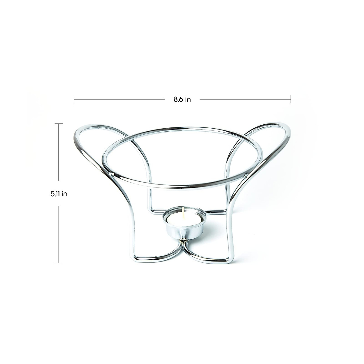 Rigeli Regent Chromeplated Wire Sauce Warmer w/Ladle Stainless Steel Round Soup Warmer with spoon Perfect for Chocolate, Caramel, Cheese, Sauces and More