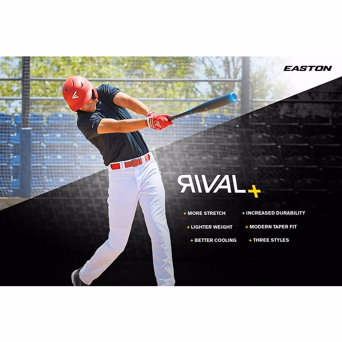 Easton | RIVAL+ Piped Baseball Pant | White/Navy | Youth | Small