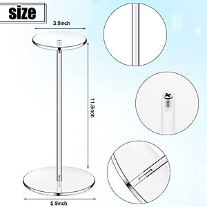 2 Set Clear Acrylic Hat Stand and Wig Display Rack Hat Stands for Display Hat Pedestal Stand Round Barbell Pedestal Display Riser Wig Display Holder for Hat Watch(12 Inch in Height, Round Bottom)